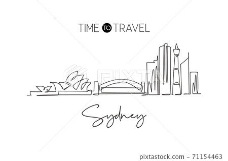 Single continuous line drawing of Sydney city... - Stock Illustration ...