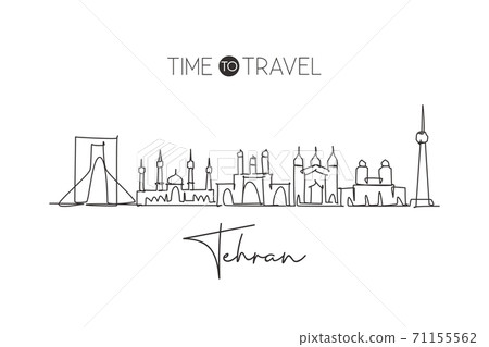 One single line drawing of Tehran or Teheran... - Stock Illustration [71155562] - PIXTA