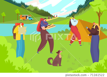 Travel at nature, hiking adventure vector... - Stock Illustration ...