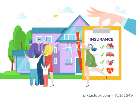 Family sign business insurance concept, vector... - Stock Illustration ...