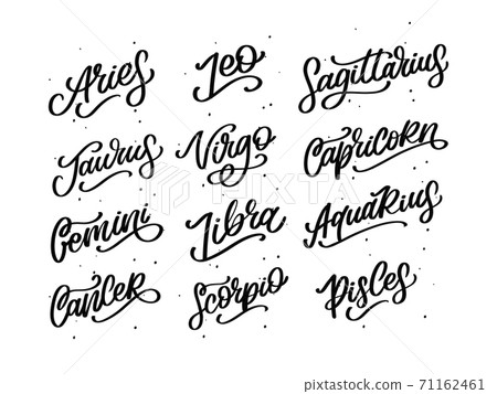 Zodiac lettering Vector Sign. Cartoon astrology... - Stock Illustration ...