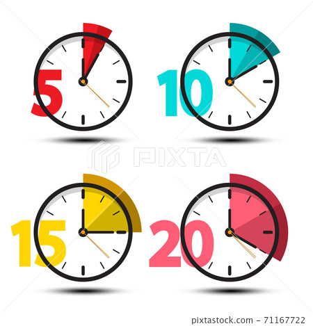 Clock Icons Set Isolated - 5, 10, 15 and 20...-插圖素材 [71167722] - PIXTA圖庫
