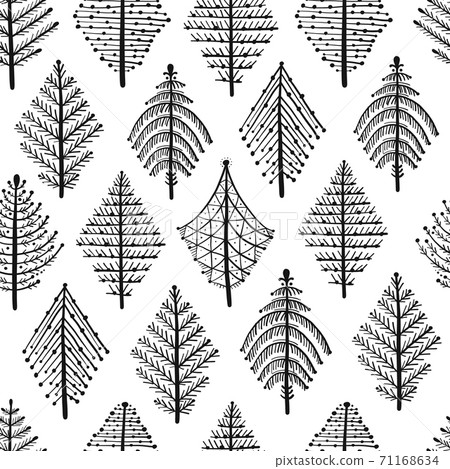 Abstract geometric trees. Seamless Pattern for... - Stock Illustration ...