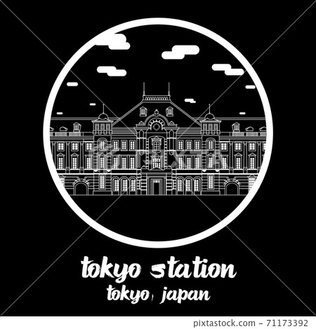 Circle Icon line Tokyo Station. Vector... - Stock Illustration ...