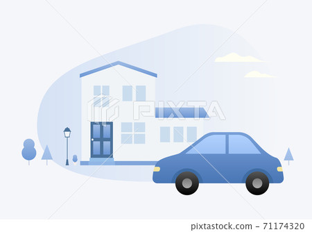 Car and house vector illustration - Stock Illustration [71174320] - PIXTA