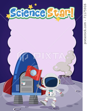 Science star logo with blank banner and astronaut - Stock Illustration ...
