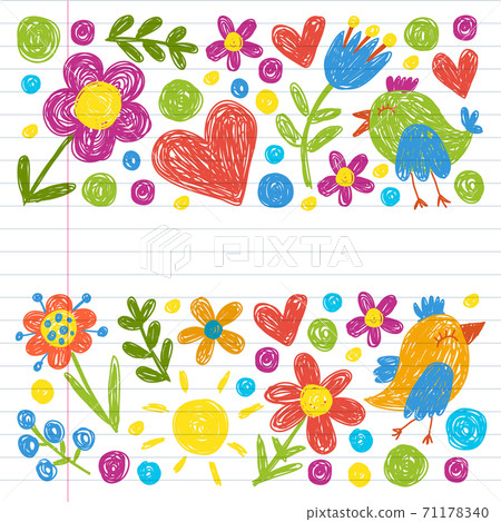 Children kindergarten pattern with flowers and... - Stock Illustration ...