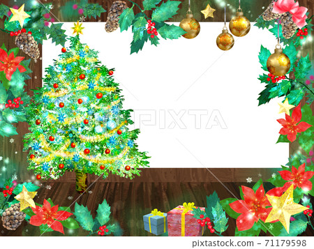 Frame illustration with a gorgeous Christmas tree - Stock Illustration ...