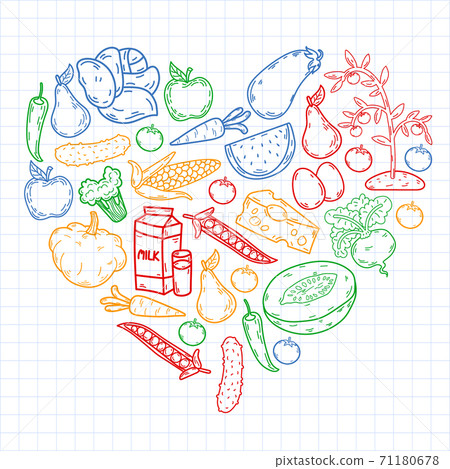Vector pattern. Healthy eco organic food.... - Stock Illustration ...