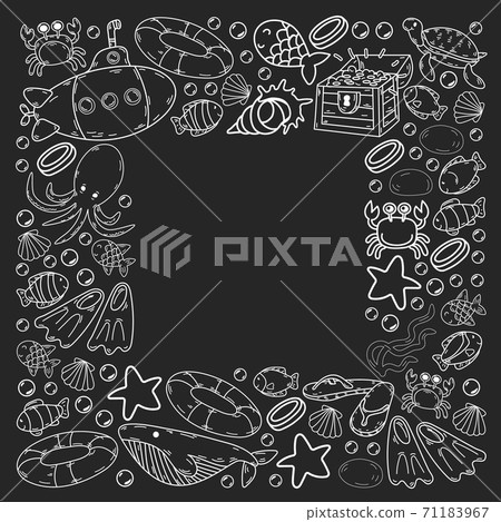 Diving pattern with children. Octopus, whale.... - Stock Illustration ...