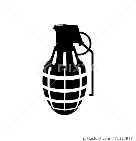 Black silhouette of hand grenade. Army... - Stock Illustration ...