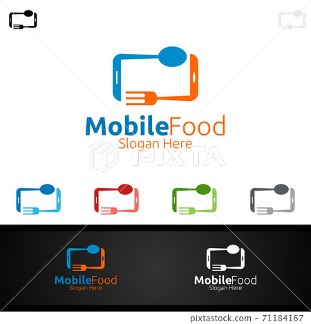 Mobile Food Logo for Restaurant or Cafe-插圖素材 [71184167] - PIXTA圖庫