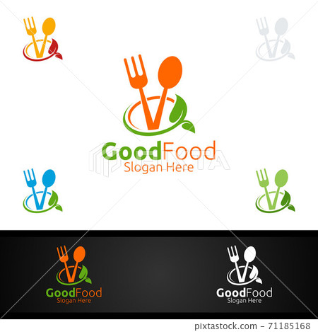 Good Food Logo for Restaurant or Cafe - Stock Illustration [71185168 ...