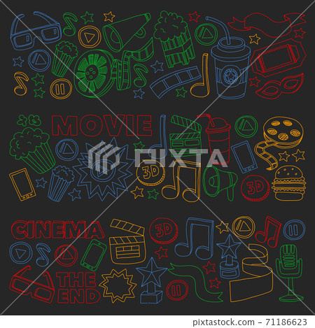 Cinema, movie. Vector film symbols and objects - Stock Illustration ...