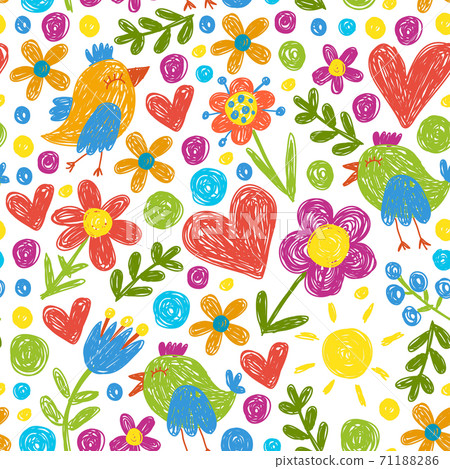 Children kindergarten pattern with flowers and... - Stock Illustration ...