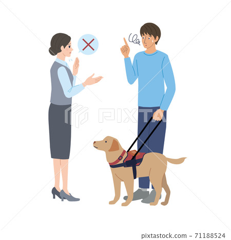 A man with a guide dog who is refused - Stock Illustration [71188524 ...
