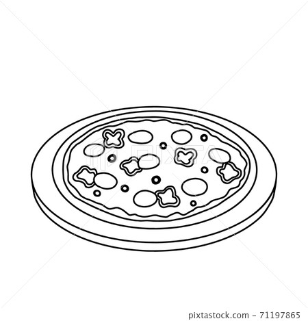 Pizza cute line art - Stock Illustration [71197865] - PIXTA