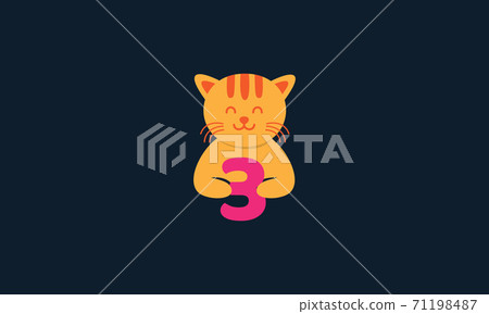 animal pet cat kitty kitten cute with number... - Stock Illustration ...