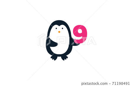 animal bird penguin cute with nine vector logo - Stock Illustration ...