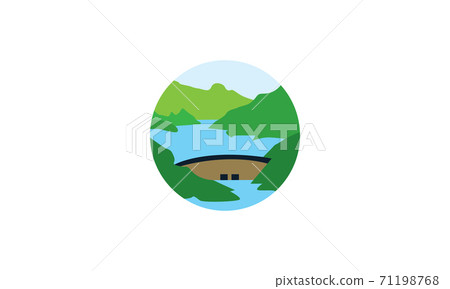 dams river with nature view logo vector icon... - Stock Illustration ...