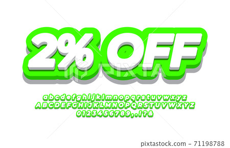 2% off sale discount promotion text 3d green light - Stock Illustration ...