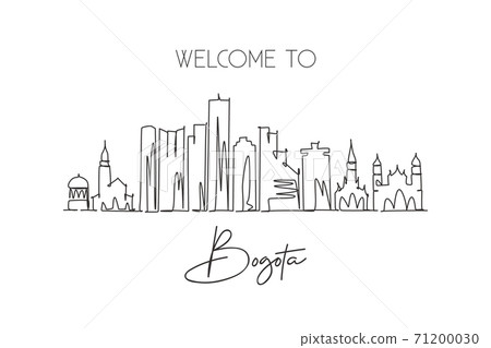 One single line drawing Bogota city skyline,... - Stock Illustration ...