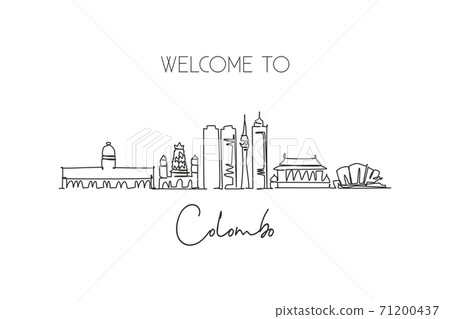 One continuous line drawing Colombo city... - Stock Illustration ...