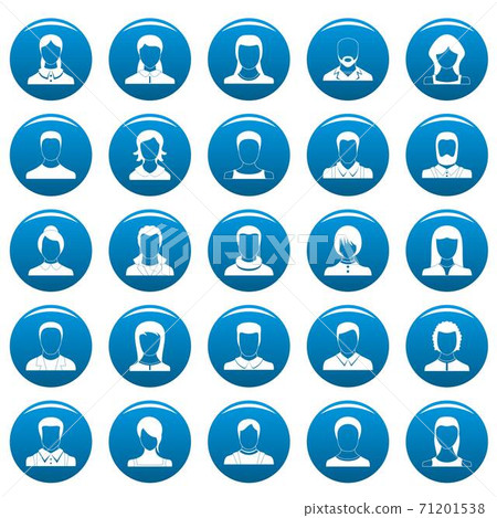 Avatar user vector icons set blue, simple style - Stock Illustration ...