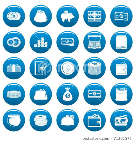 Money vector icons set blue, simple style - Stock Illustration ...