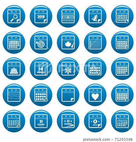 Calendar vector icons set blue, simple style - Stock Illustration ...