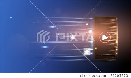 Smartphone screen play button, Streaming... - Stock Illustration ...