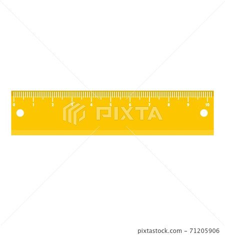 Yellow short ruler icon, flat style. - Stock Illustration [71205906 ...