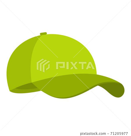 Green baseball cap icon, flat style. - Stock Illustration [71205977 ...