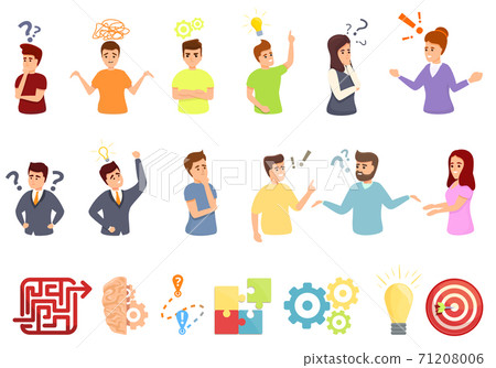 Problem solving icons set, cartoon style - Stock Illustration [71208006 ...