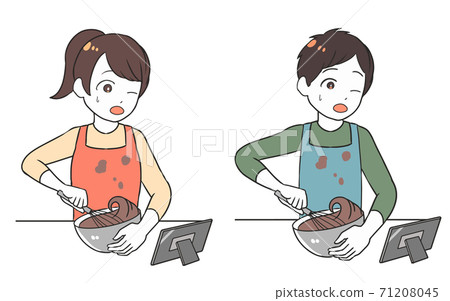 Failed to stir while looking at the tablet... - Stock Illustration ...