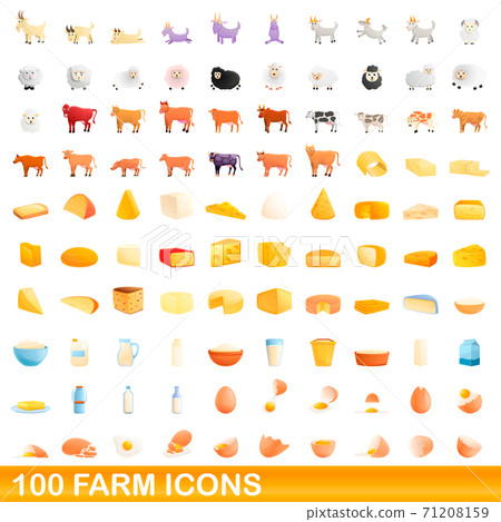 100 farm icons set, cartoon style - Stock Illustration [71208159] - PIXTA