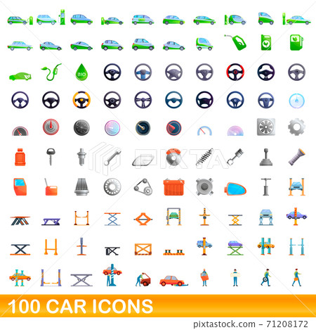 100 car icons set, cartoon style - Stock Illustration [71208172] - PIXTA