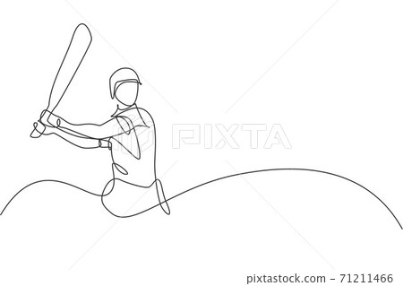 One single line drawing of young energetic man... - Stock Illustration ...