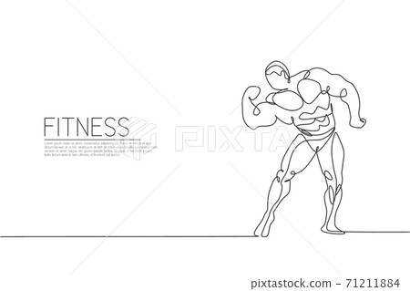One continuous line drawing young strong model... - Stock Illustration [71211884] - PIXTA