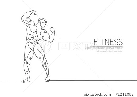 One continuous line drawing young strong model... - Stock Illustration [71211892] - PIXTA