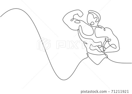 One single line drawing of young energetic... - Stock Illustration [71211921] - PIXTA