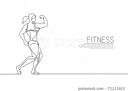 One single line drawing of young energetic... - Stock Illustration [71211923] - PIXTA