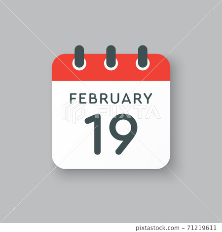 Icon day date 19 February, template calendar page - Stock Illustration ...