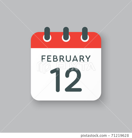 Icon day date 12 February, template calendar page - Stock Illustration ...