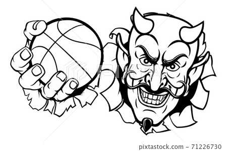 Devil Satan Basketball Sports Mascot Cartoon - Stock Illustration ...