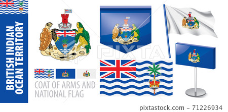 Set of the coat of arms and national flag of... - Stock Illustration ...
