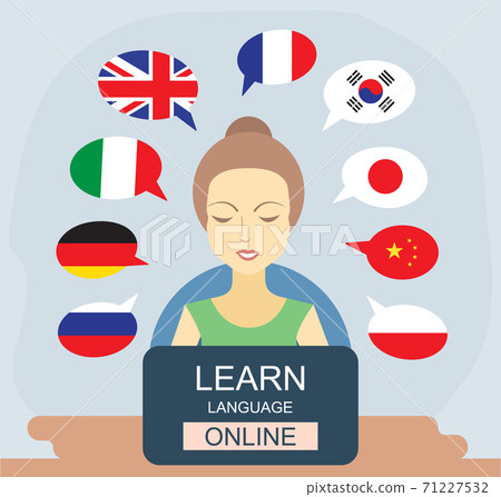 Learn different languages online concept.... - Stock Illustration ...