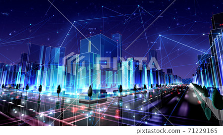Digital City / Town Network Big Data Technology... - Stock Illustration ...