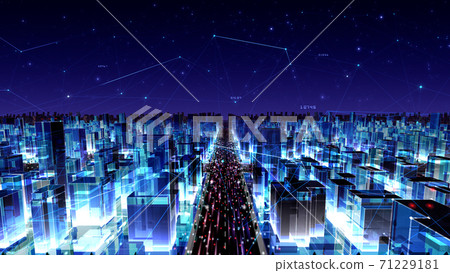 Digital City / Town Network Big Data Technology... - Stock Illustration ...