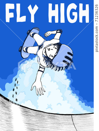 Fly High Skateboard Girl 08 - Stock Illustration [71236326] - PIXTA